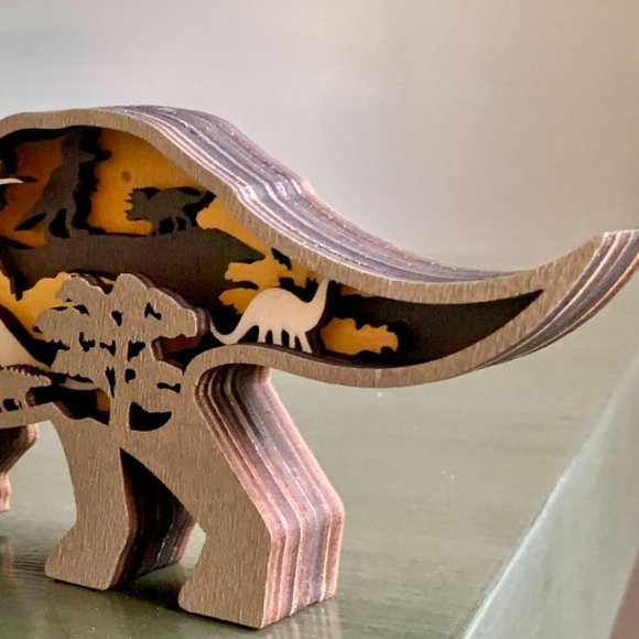 Accents | Wood Wooden Triceratops Dinosaur Jurassic Multilayer 3d ...